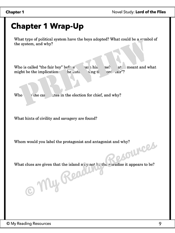 Lord of the Flies Novel Study - My Reading Resources