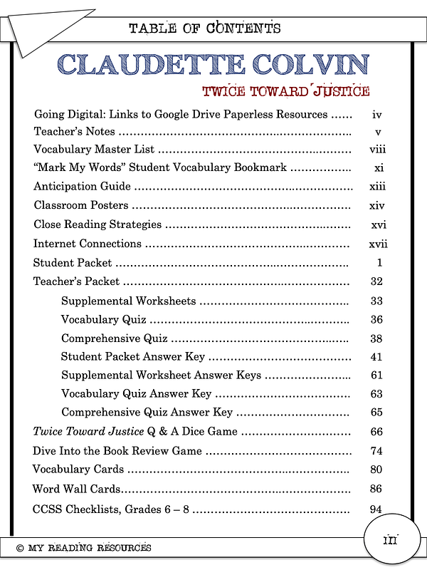 Claudette Colvin: Twice Toward Justice Nonfiction Book Study - My ...