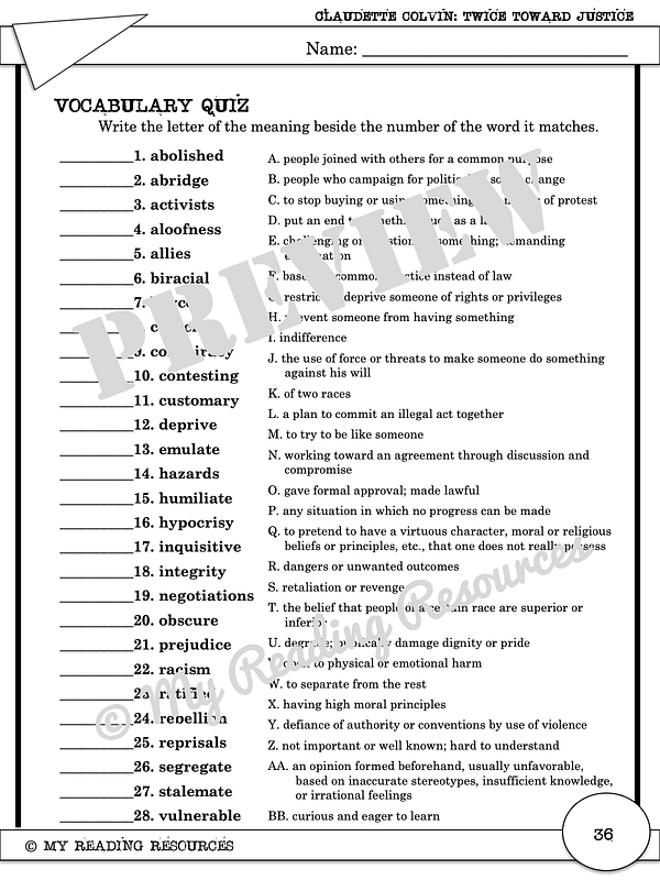 Claudette Colvin: Twice Toward Justice Nonfiction Book Study - My ...