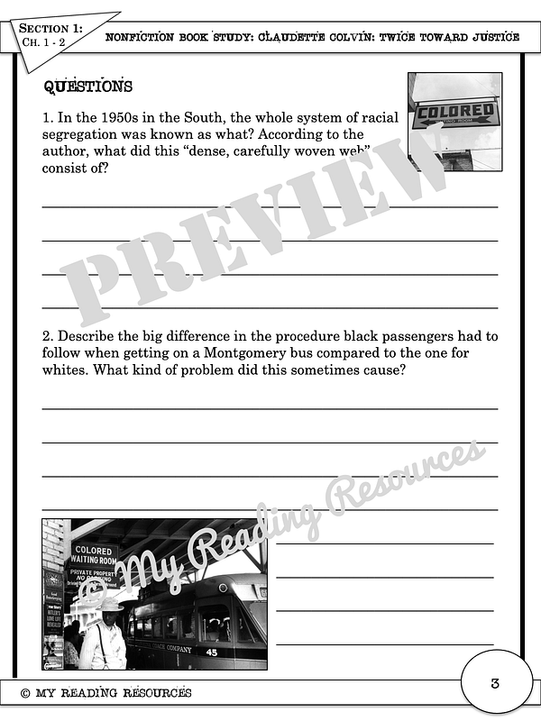 Claudette Colvin: Twice Toward Justice Nonfiction Book Study - My ...