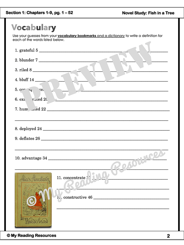 Fish in a Tree Student Worksheet Packet - My Reading Resources