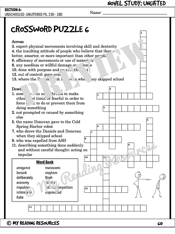 Ungifted Section Quizzes & Crossword Puzzles - My Reading Resources