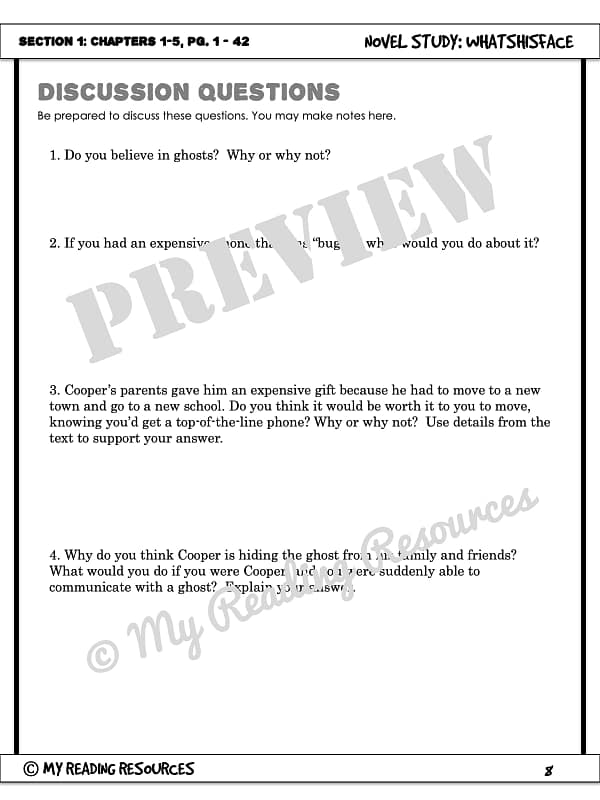 WhatsHisFace Student Worksheet Packet - My Reading Resources