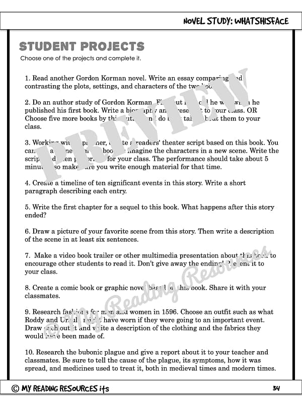 WhatsHisFace Student Worksheet Packet - My Reading Resources
