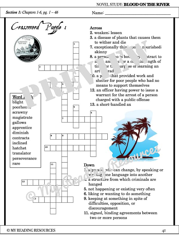 Blood on the River Novel Study - My Reading Resources