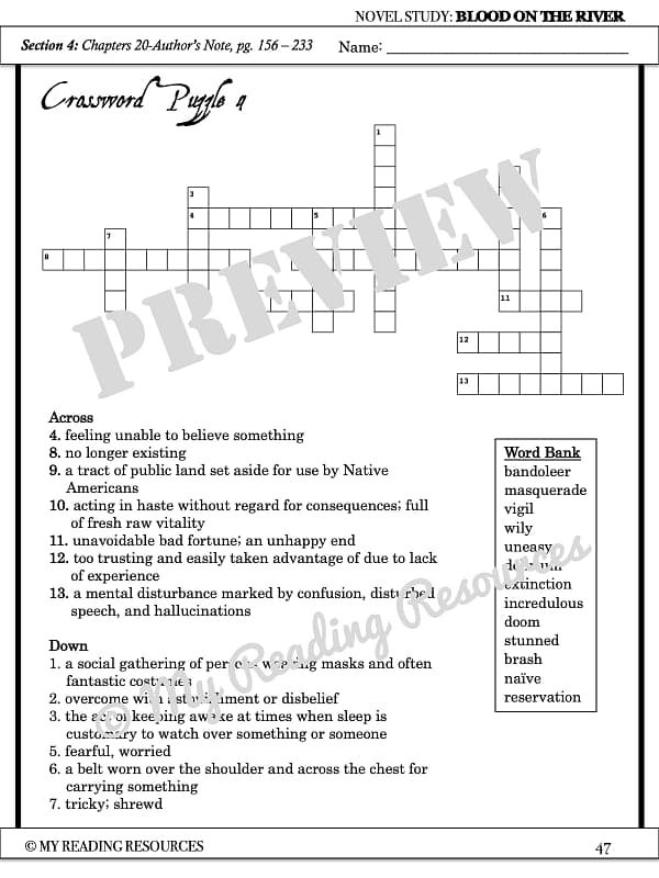 Blood on the River Section Quizzes & Crossword Puzzles - My Reading ...
