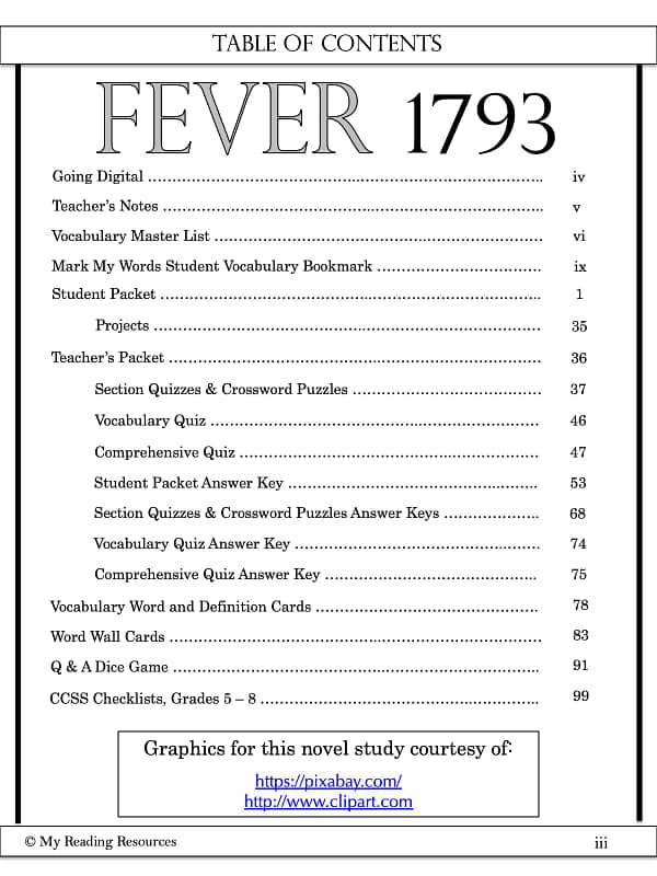 Fever 1793 Novel Study - My Reading Resources
