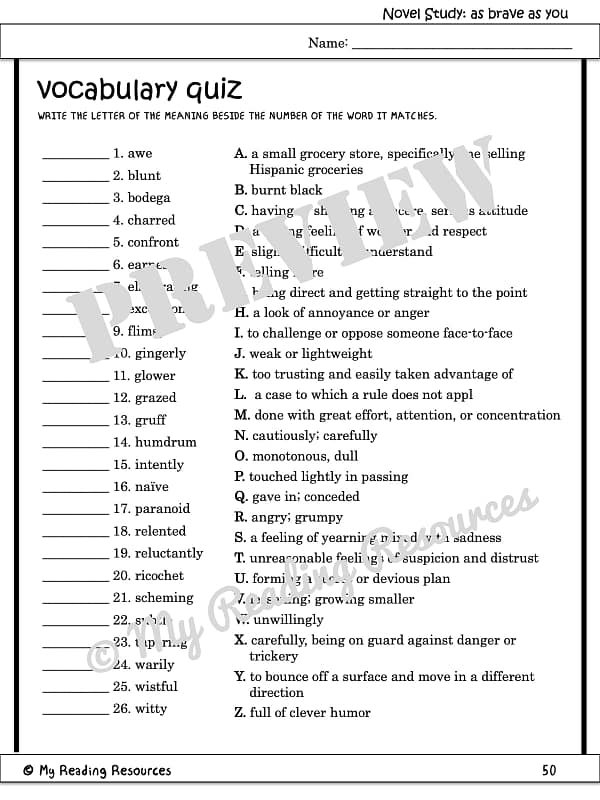 As Brave As You Novel Study - My Reading Resources