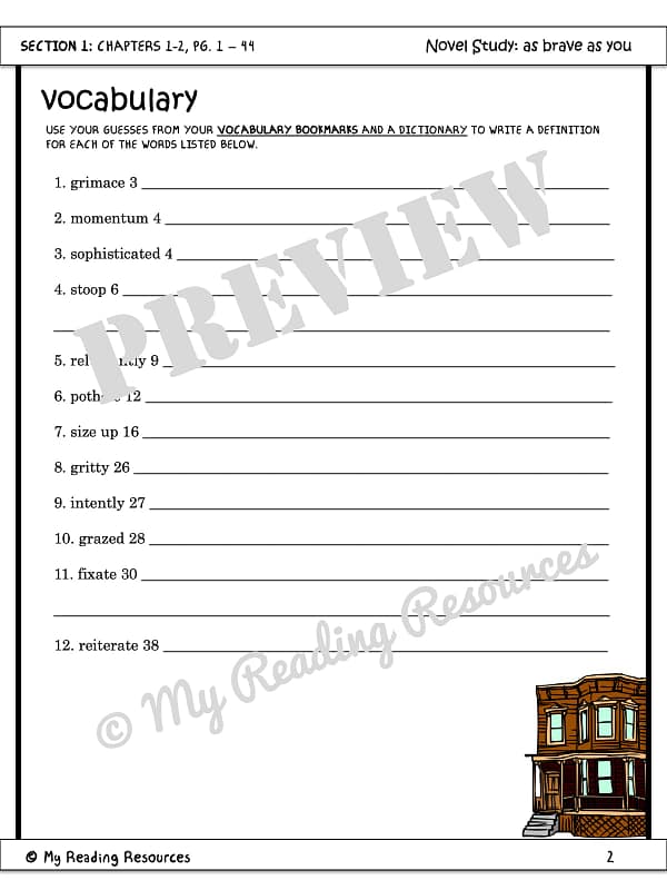 As Brave As You Student Worksheet Packet - My Reading Resources