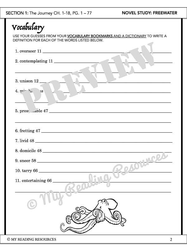 Freewater Novel Study - My Reading Resources