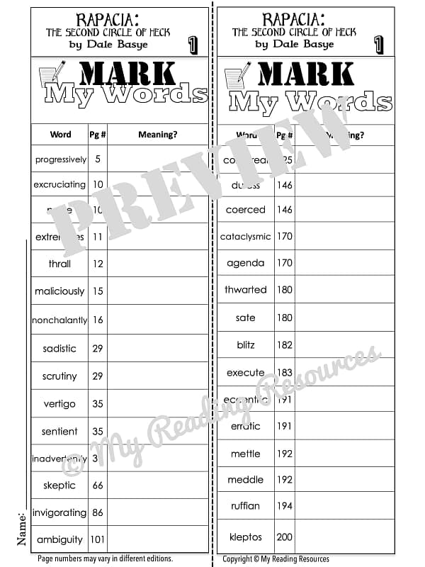 Rapacia: The Second Circle of Heck Guided Reading Unit w/ Assessments ...
