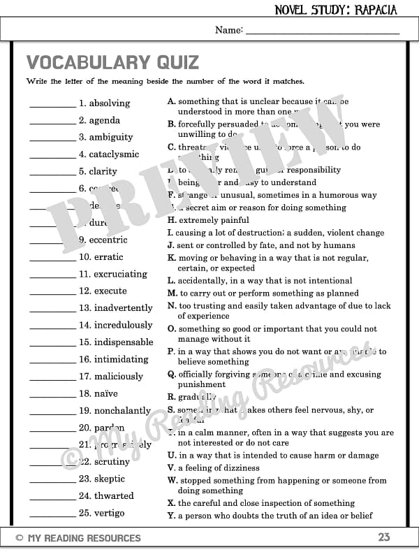 Rapacia: The Second Circle of Heck Guided Reading Unit w/ Assessments ...