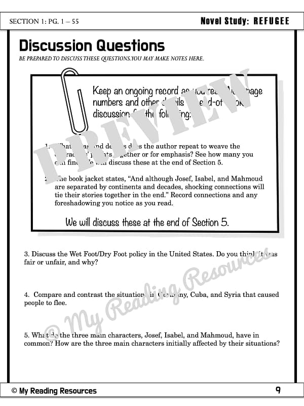Refugee Student Worksheet Packet - My Reading Resources