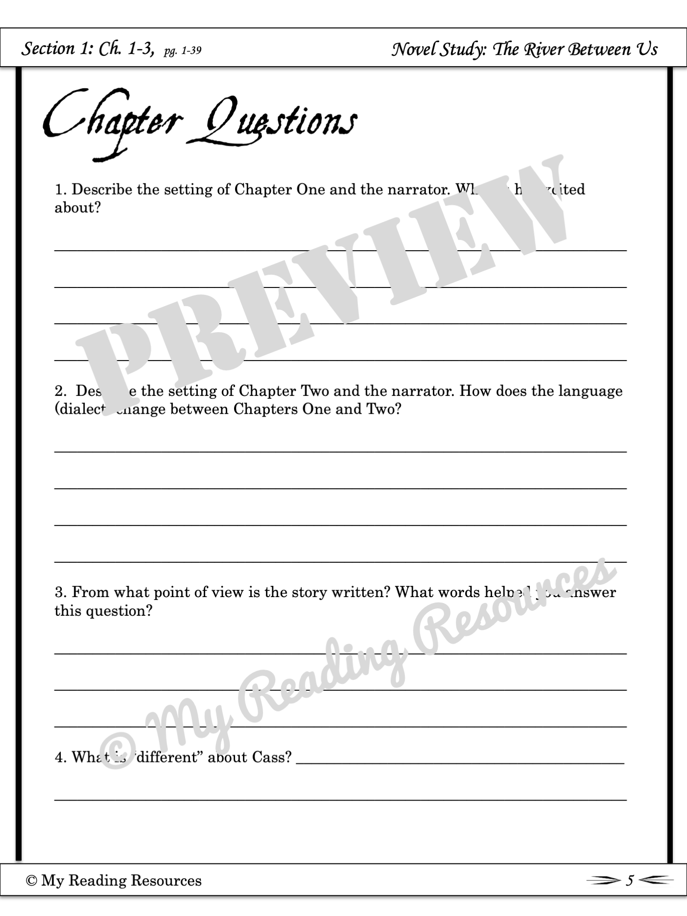 The River Between Us Novel Study - My Reading Resources