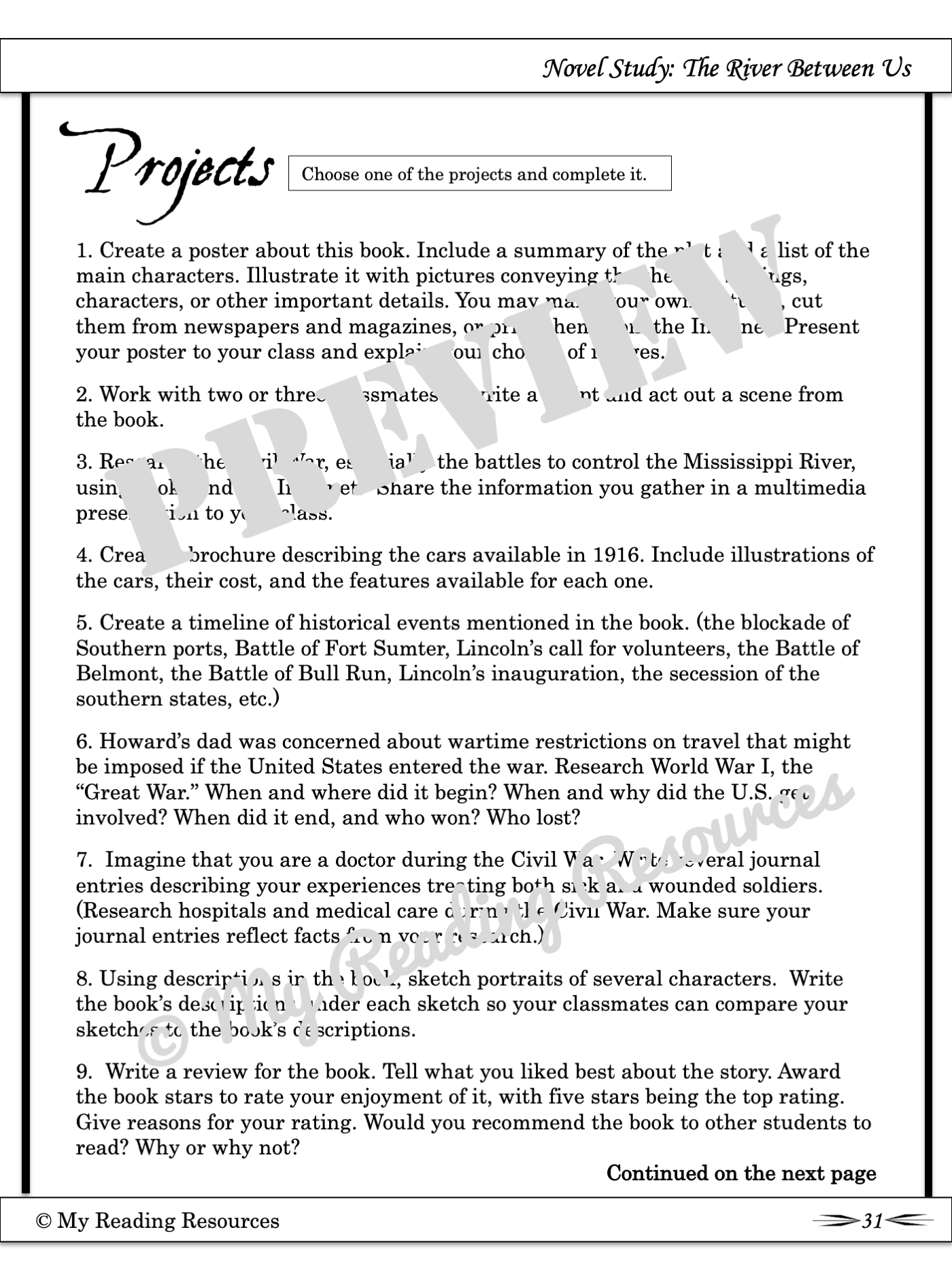 The River Between Us Novel Study - My Reading Resources