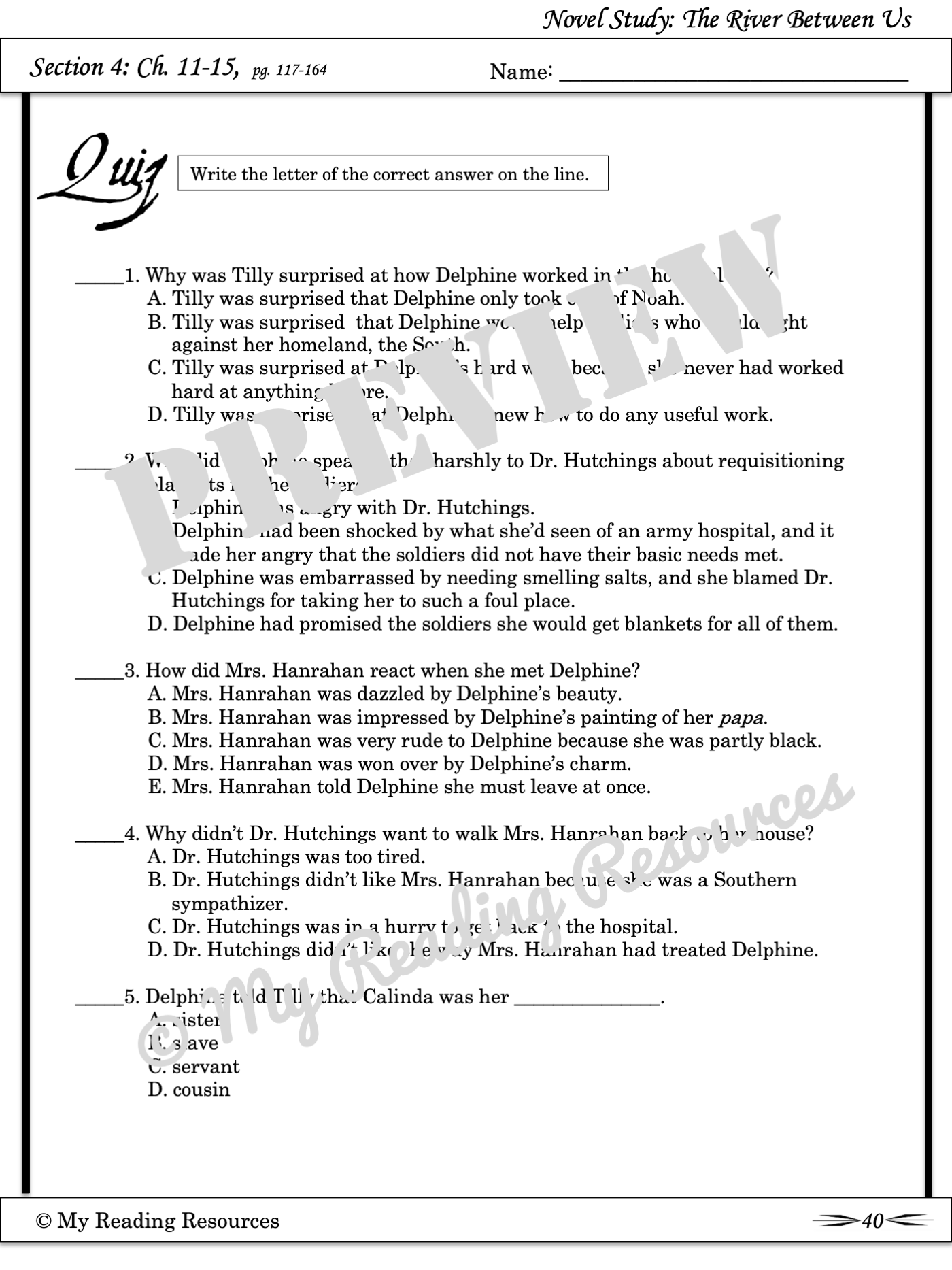 The River Between Us Novel Study - My Reading Resources