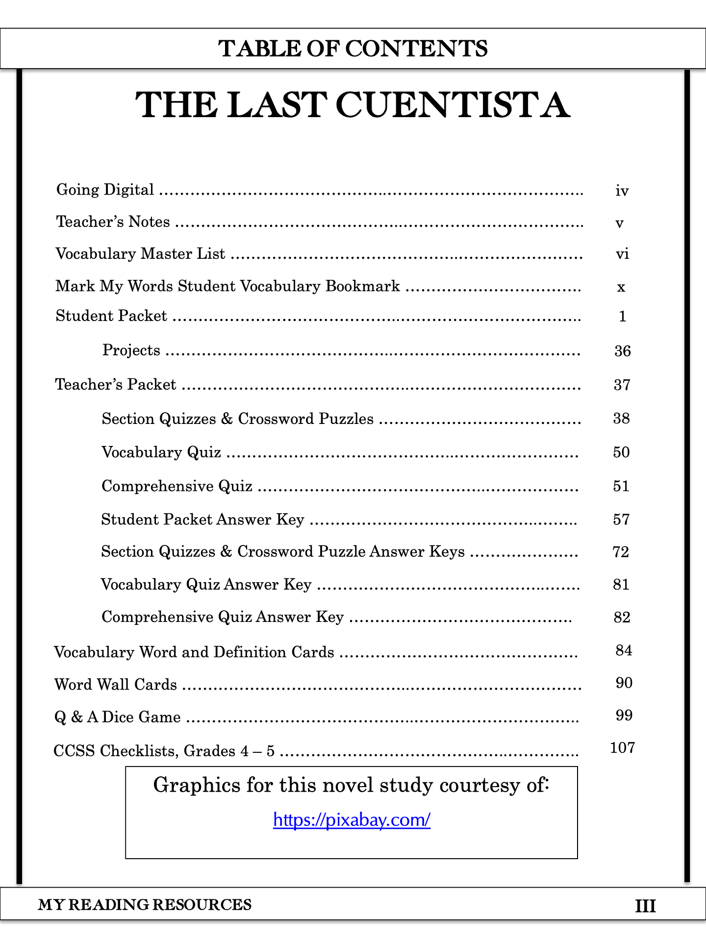 The Last Cuentista Novel Study - My Reading Resources