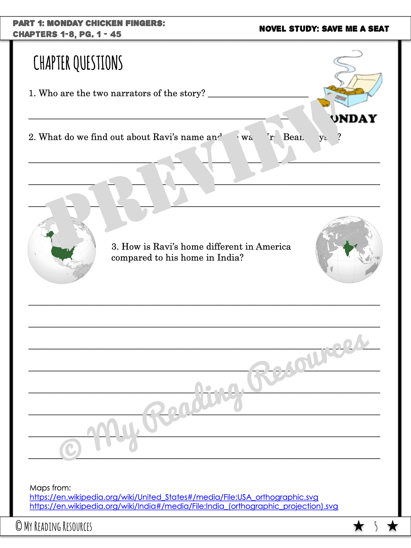 Save Me A Seat Student Worksheet Packet - My Reading Resources