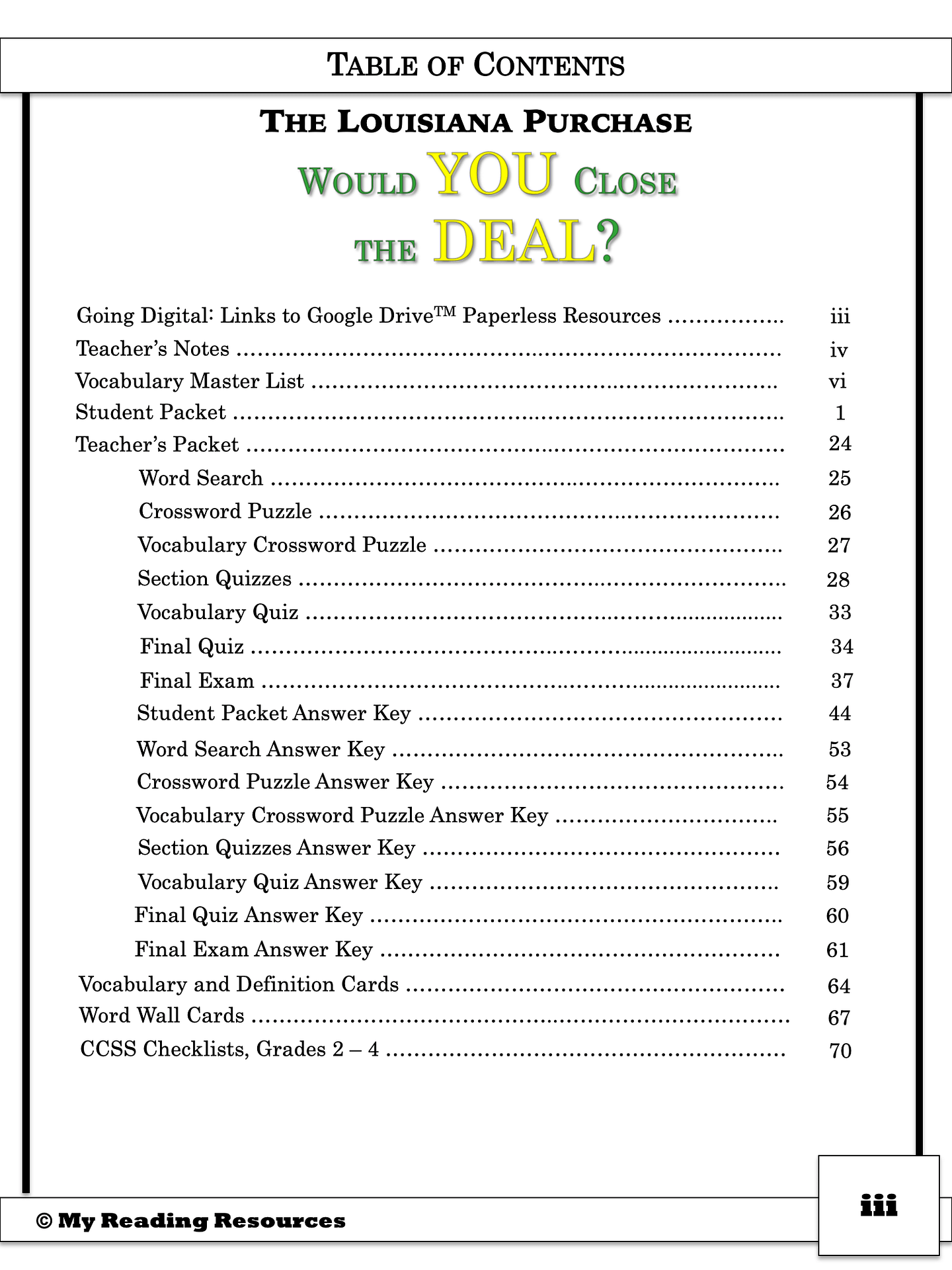 The Louisiana Purchase: Would You Close the Deal? Nonfiction Book Study ...