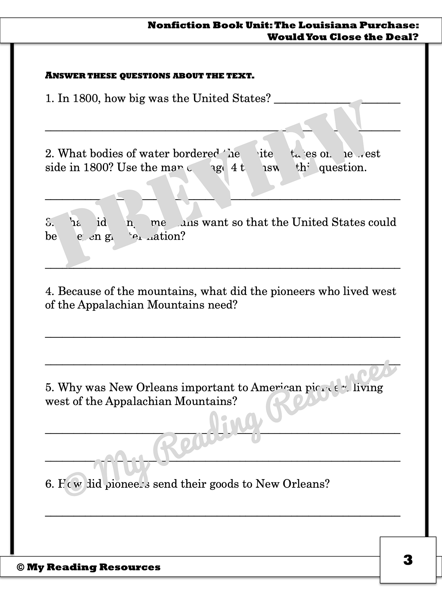 The Louisiana Purchase: Would You Close the Deal? Nonfiction Book Study ...