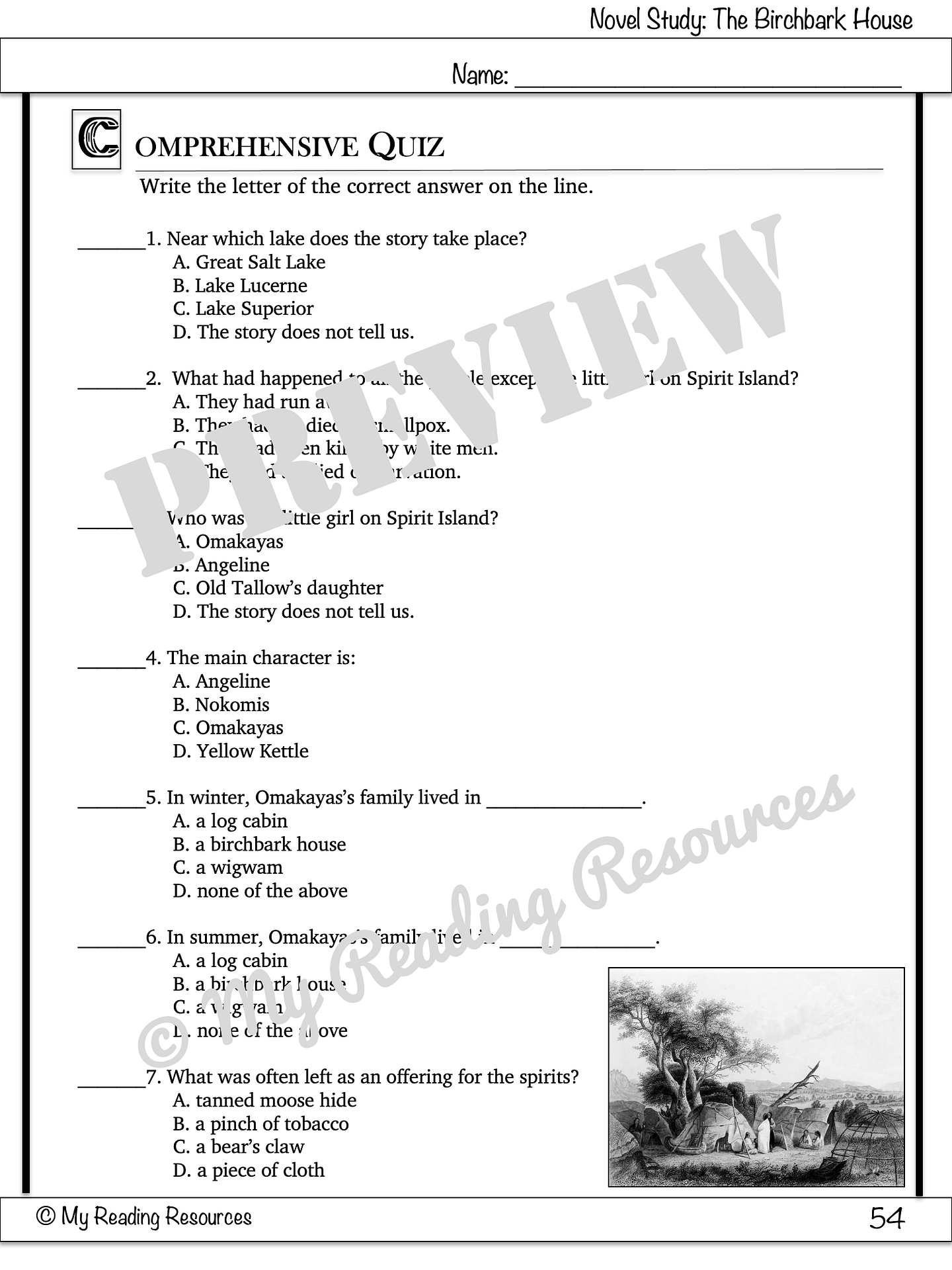 The Birchbark House Novel Study - My Reading Resources