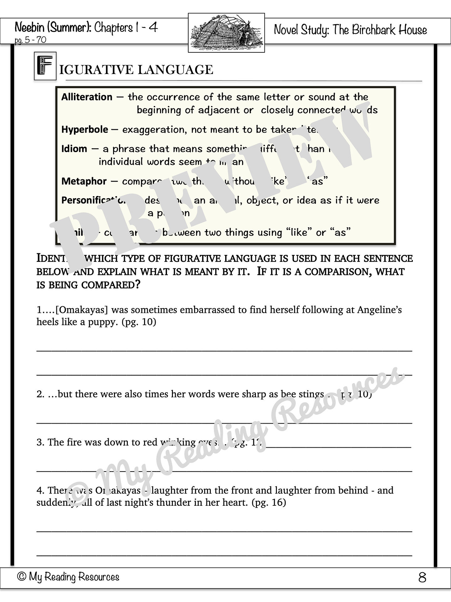 The Birchbark House Novel Study - My Reading Resources