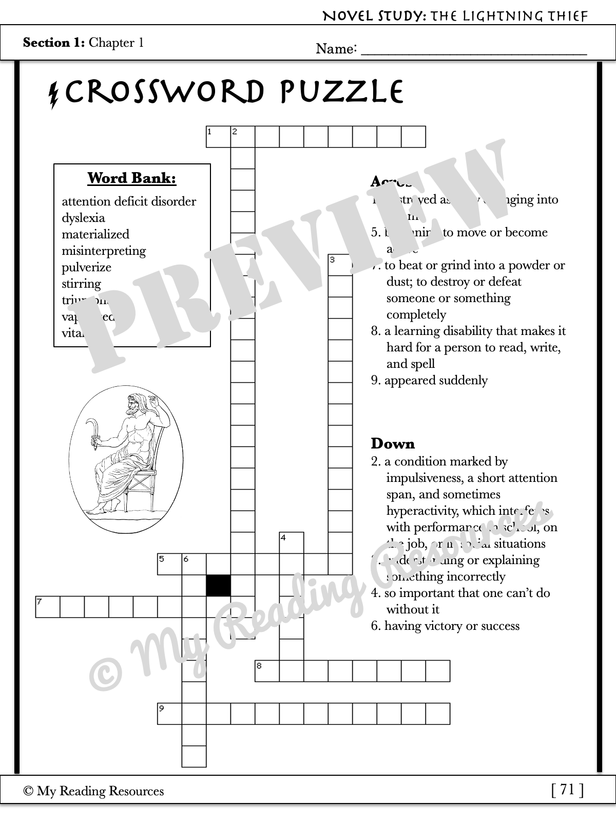 Percy Jackson and the Olympians: The Lightning Thief Novel Study - My ...