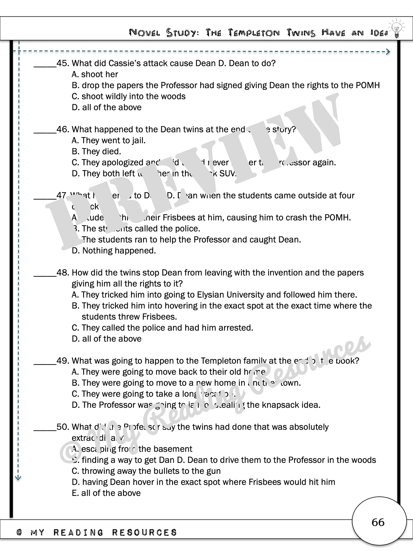 The Templeton Twins Have an Idea Novel Study - My Reading Resources