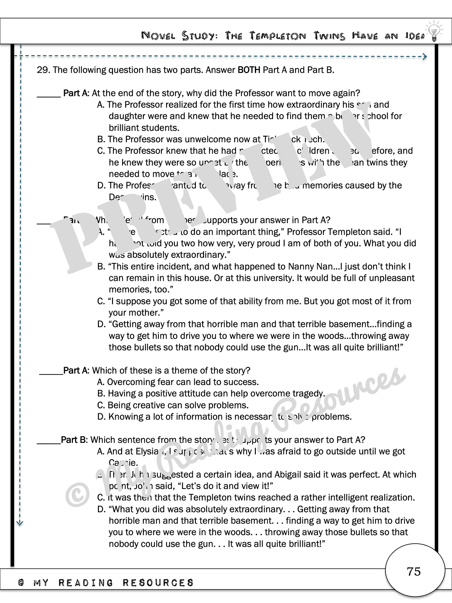 The Templeton Twins Have an Idea Novel Study - My Reading Resources