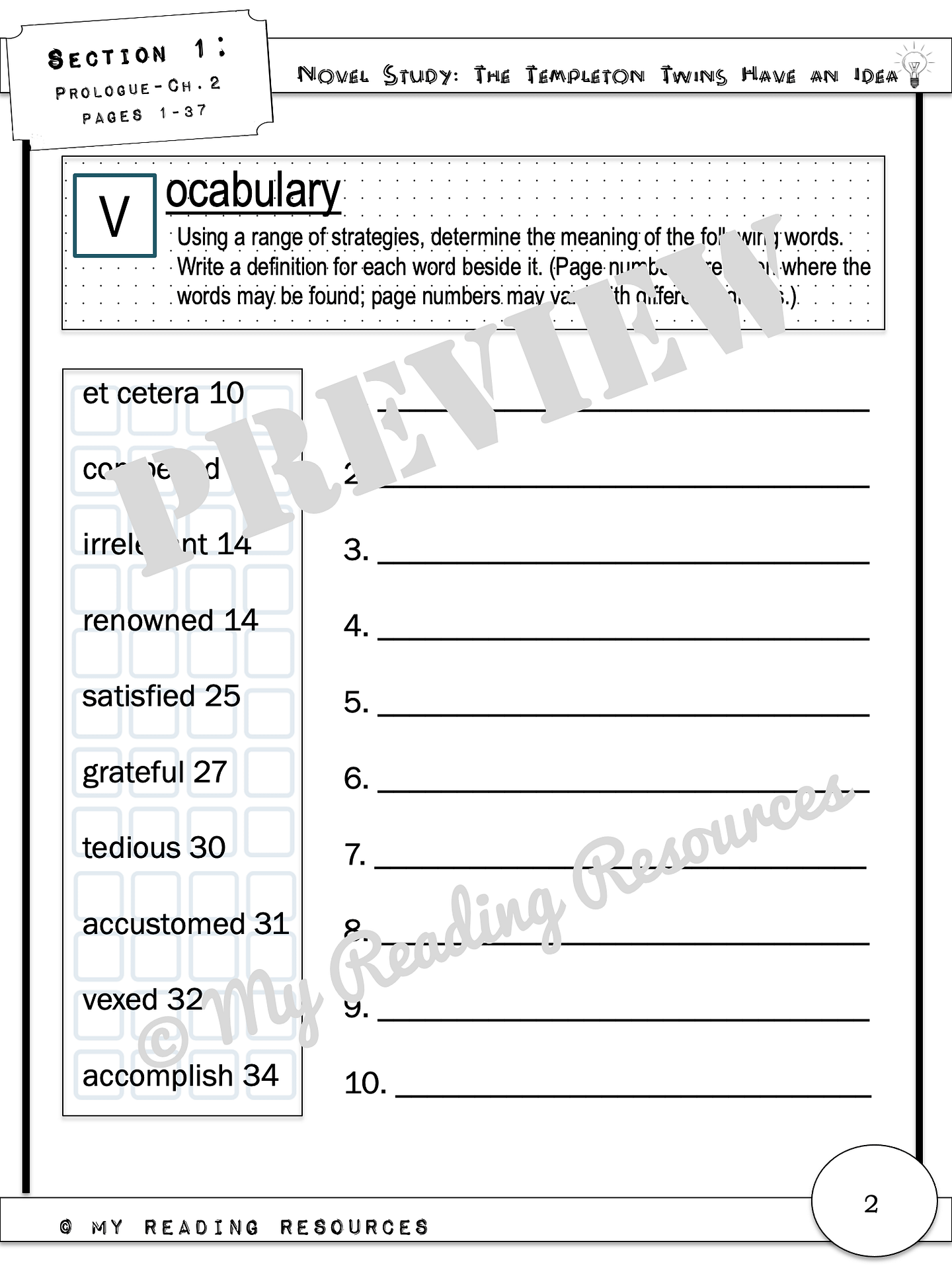 The Templeton Twins Have an Idea Novel Study - My Reading Resources