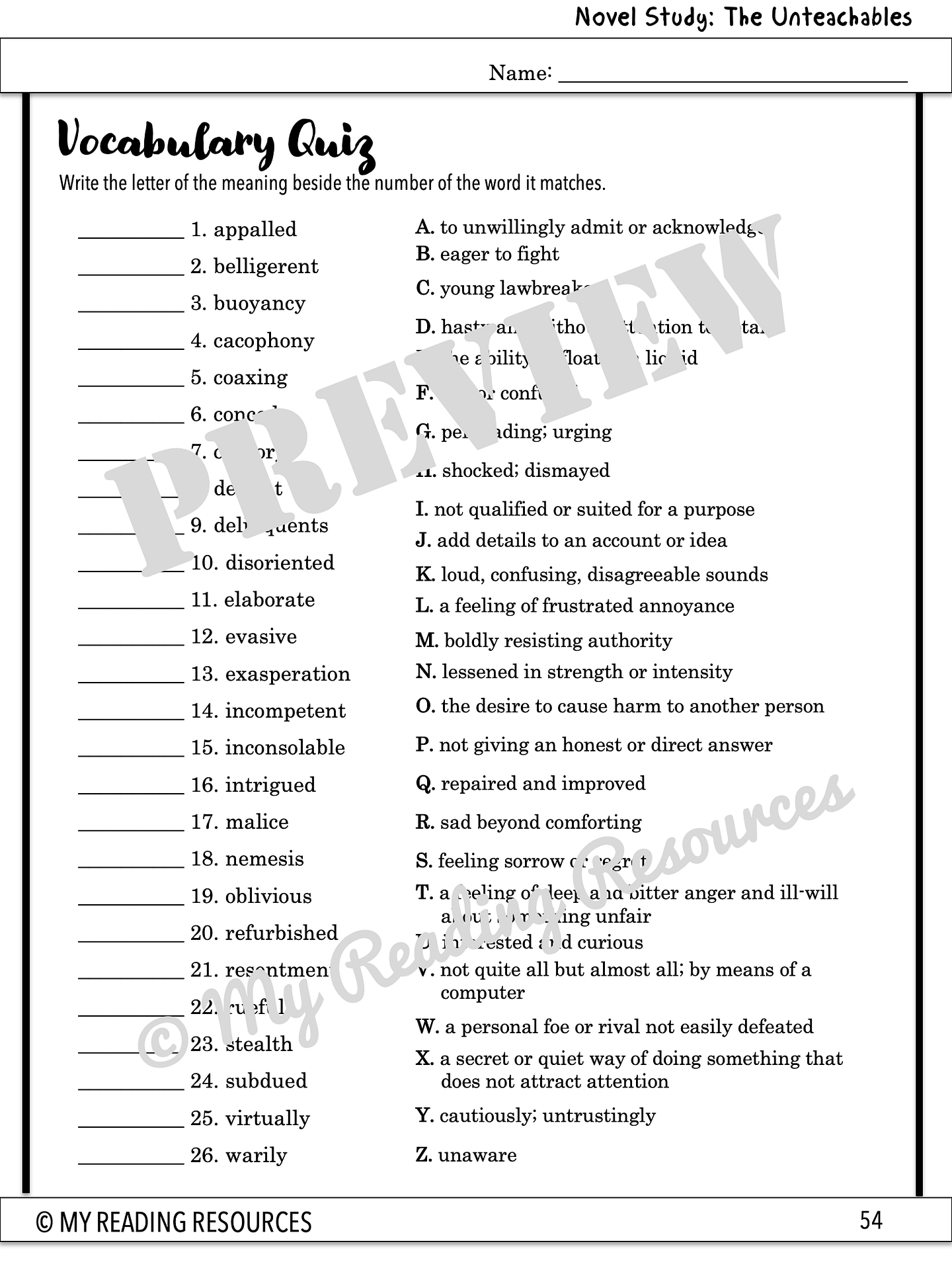 The Unteachables Novel Study - My Reading Resources