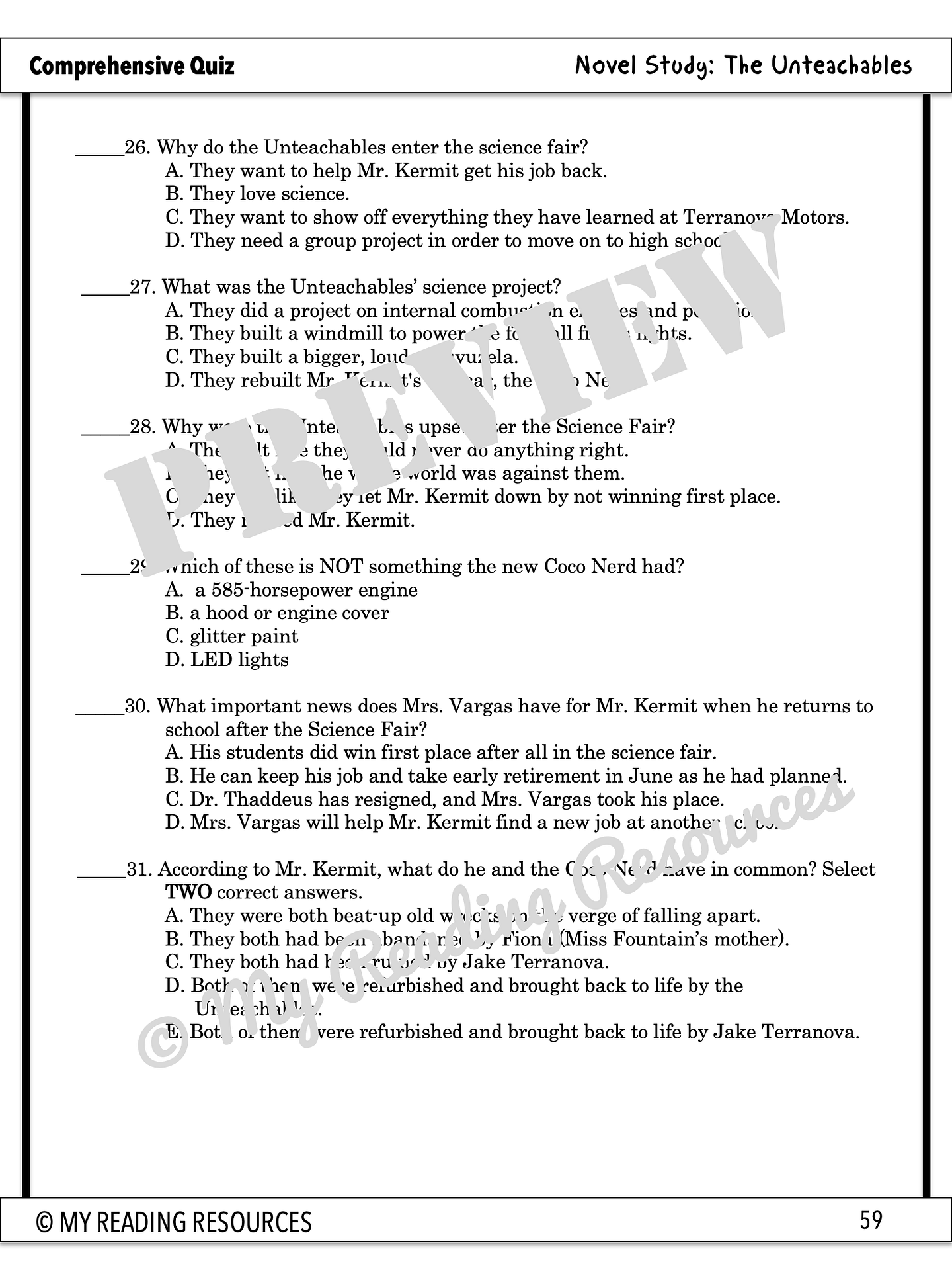 The Unteachables Novel Study - My Reading Resources