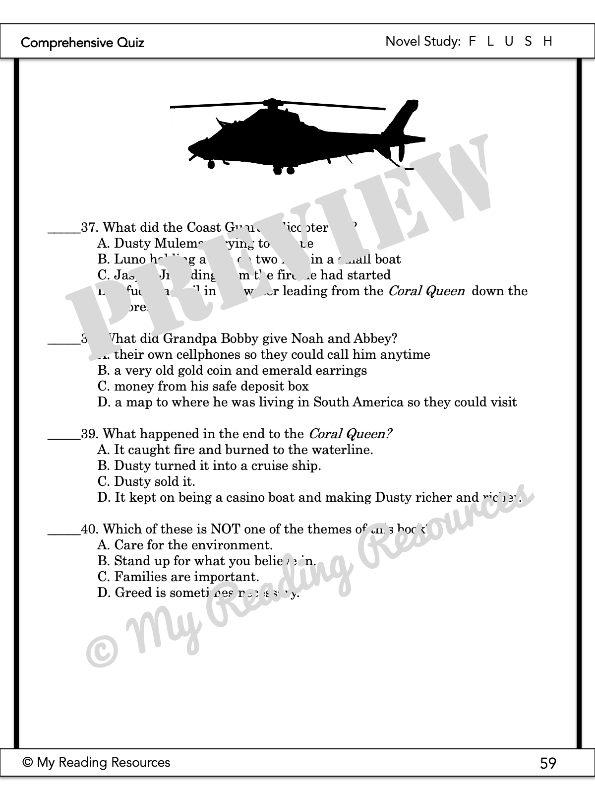 Flush Novel Study - My Reading Resources