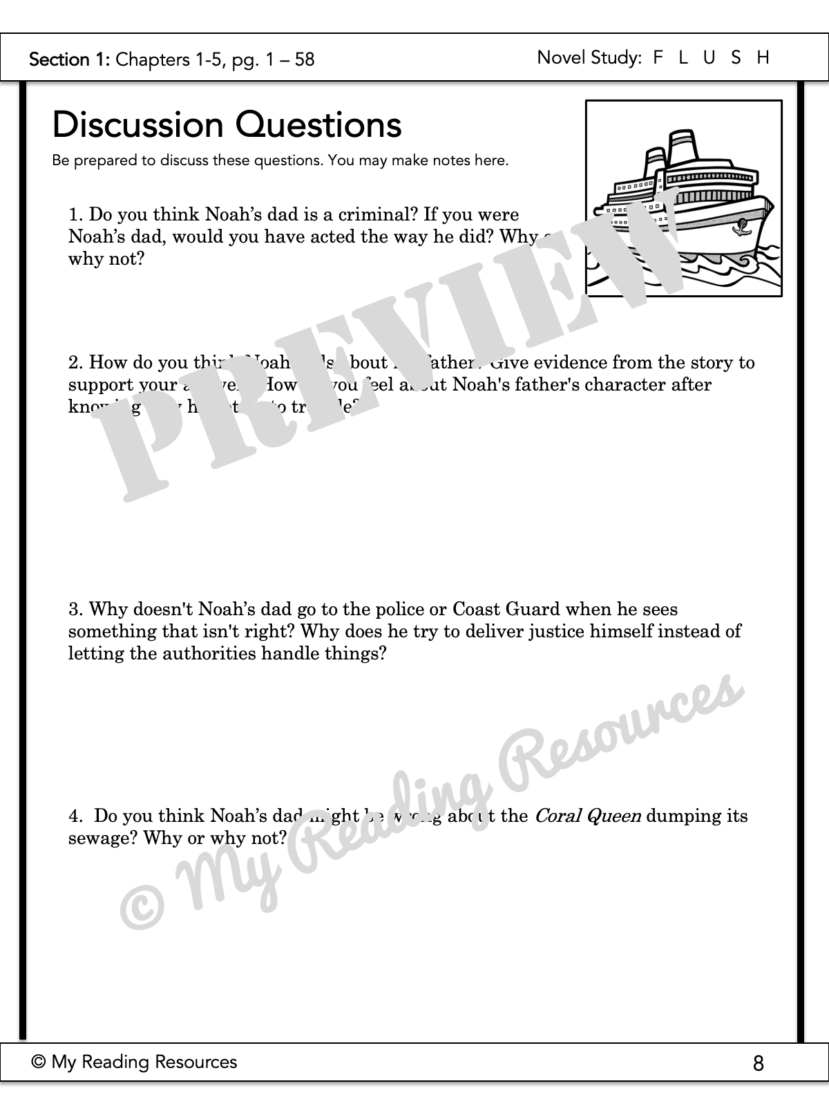 Flush Novel Study - My Reading Resources