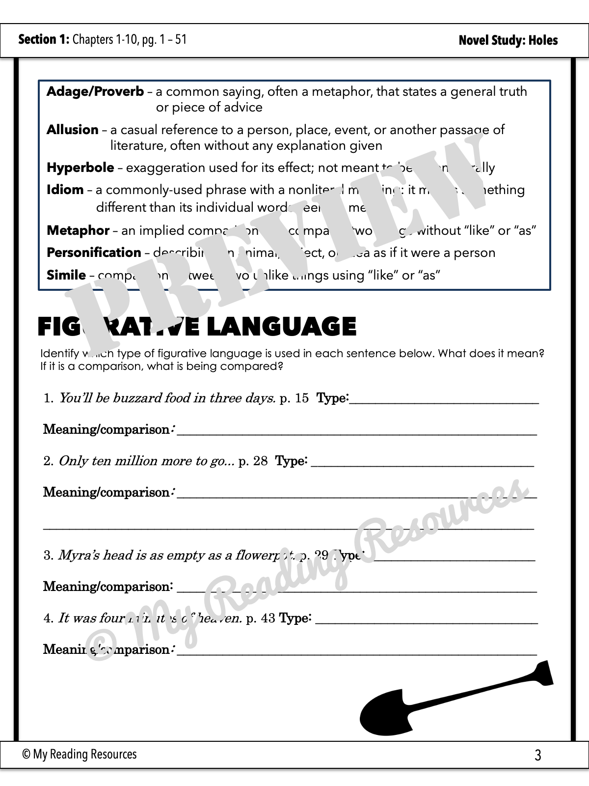 Holes Novel Study - My Reading Resources