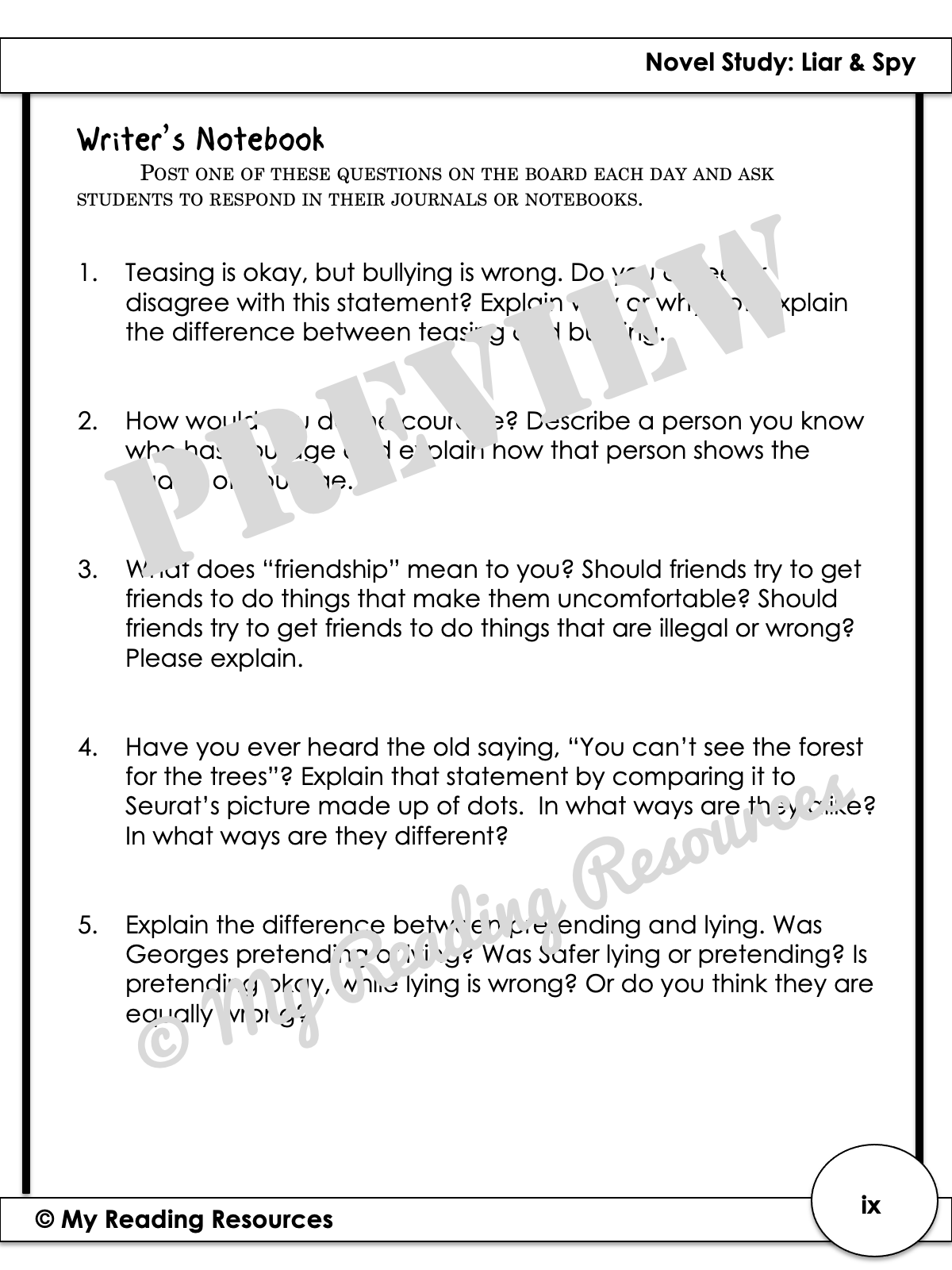 Liar & Spy Novel Study - My Reading Resources