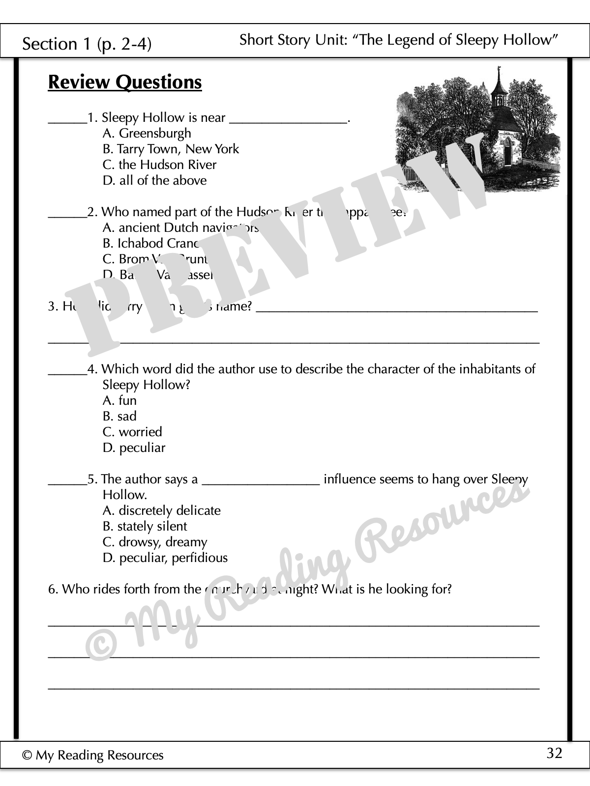 "The Legend of Sleepy Hollow" Short Story Unit - My Reading Resources