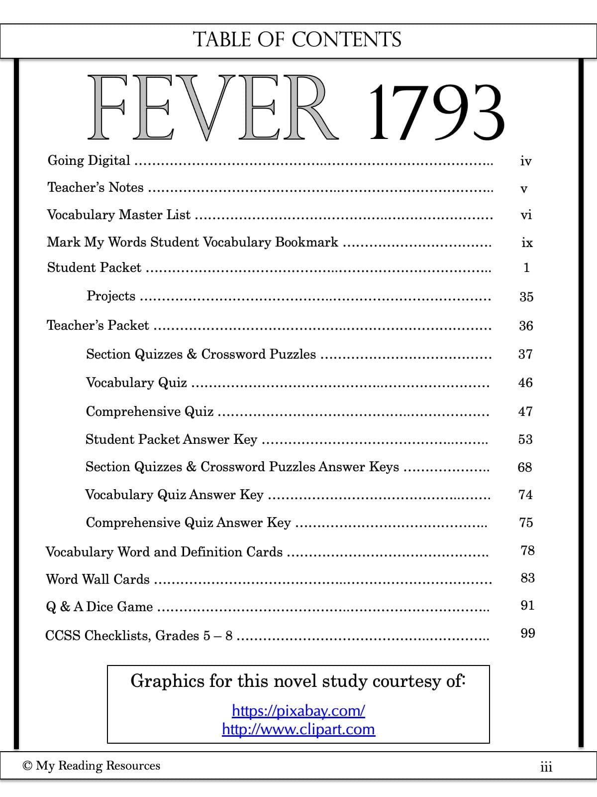 Fever 1793 Novel Study - My Reading Resources